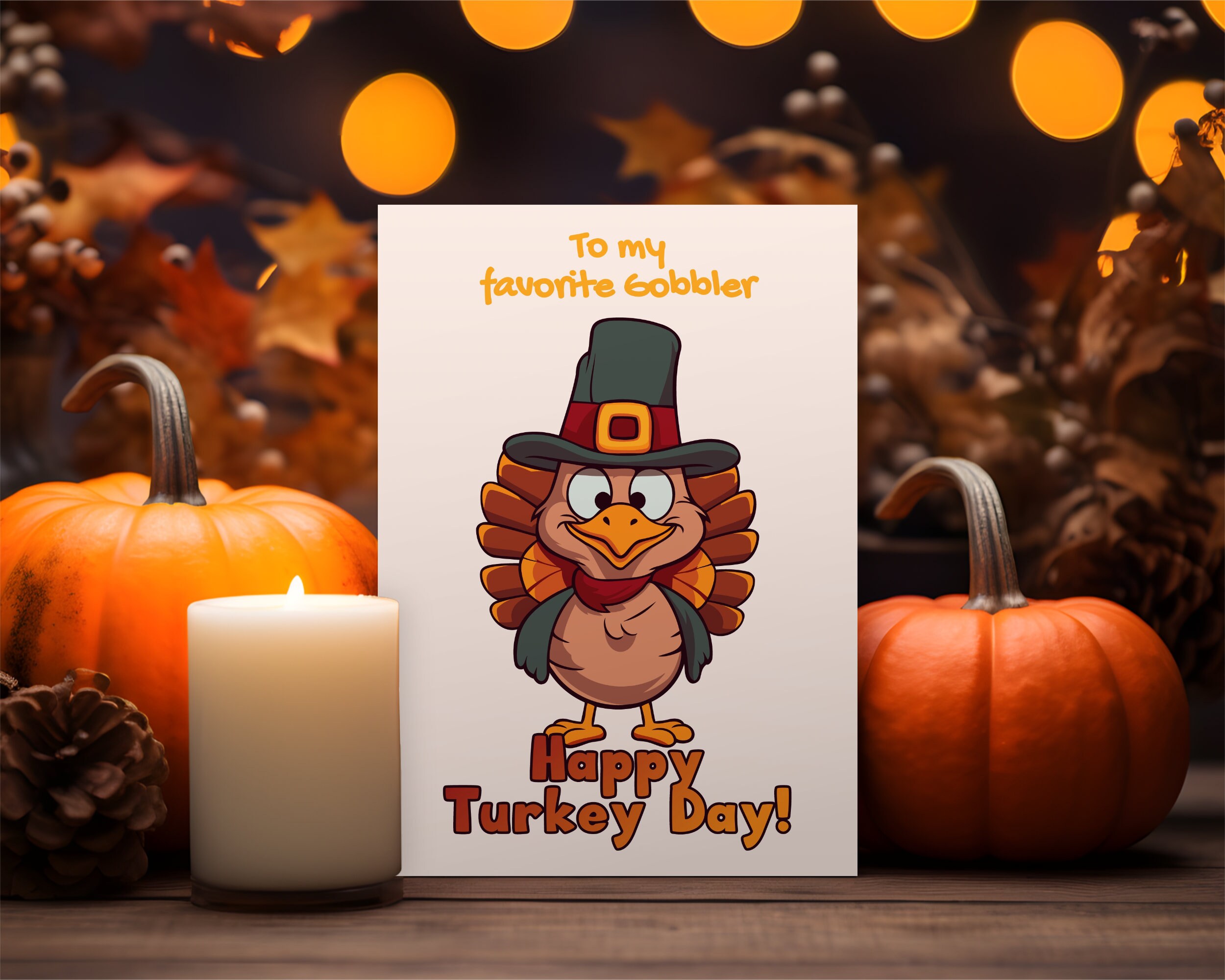 Editable Turkey Thanksgiving Greeting Card, Happy Thanksgiving Card ...
