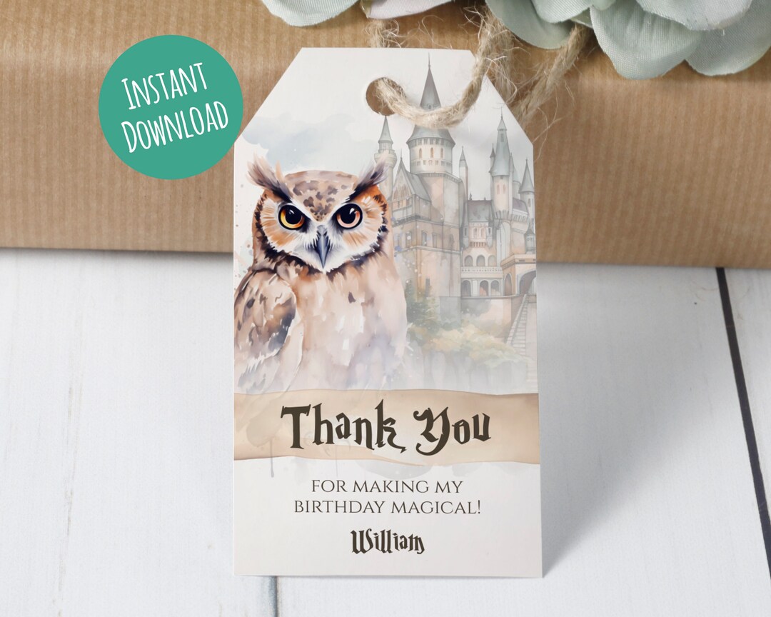 Editable Wizard Favor Tag, Macigal Kids Birthday, Gift Tag, Wizard ...