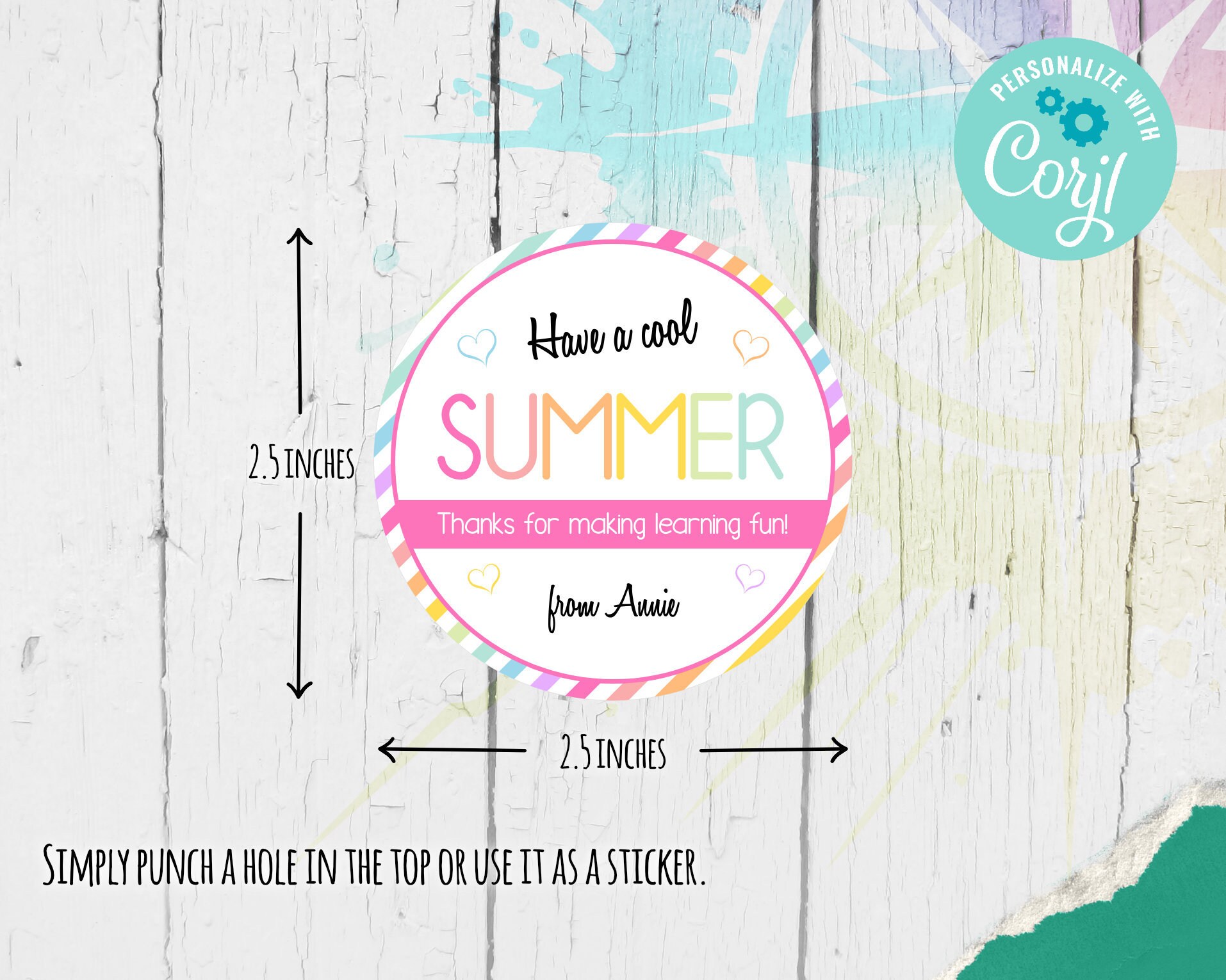 Editable Summer Teacher Appreciation Gift Tag, End of School Year Tag ...