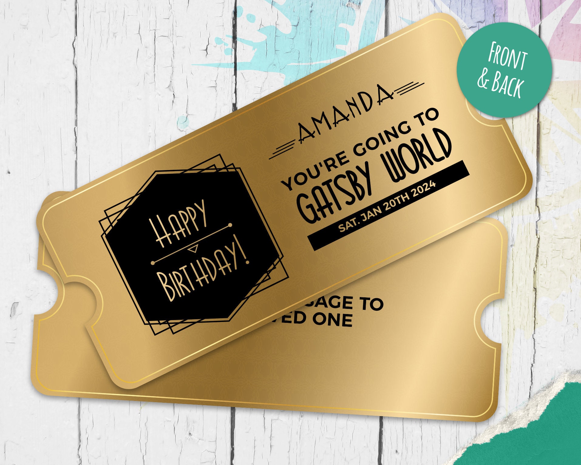 Editable Golden Ticket Gift, Surprise Gift Voucher, Personalized Event ...