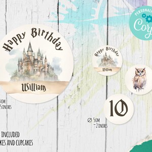 Editable Wizard Birthday Party Cake Topper, Cupcake Decoration, Wizard ...