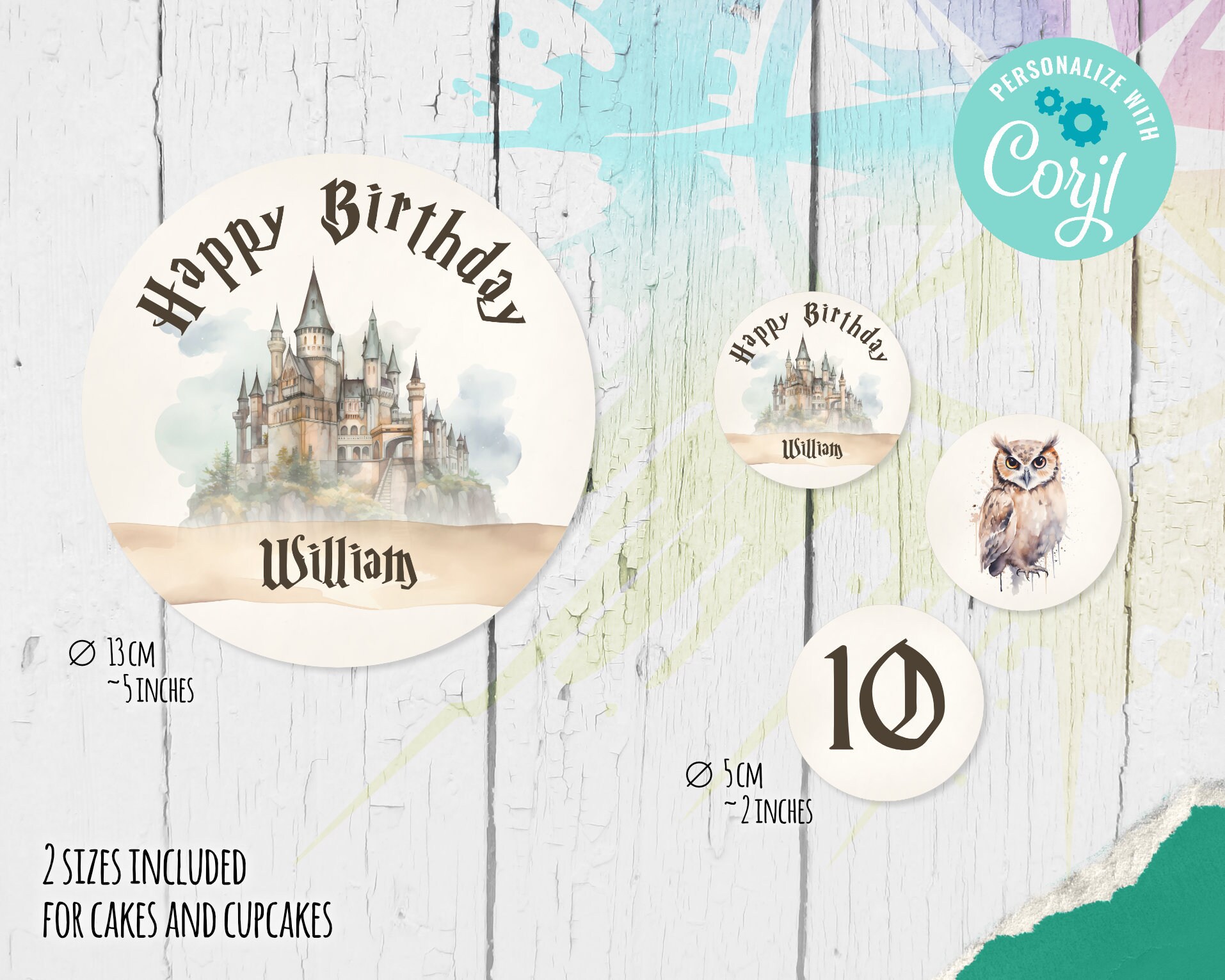 Editable Wizard Birthday Party Cake Topper, Cupcake Decoration, Wizard ...