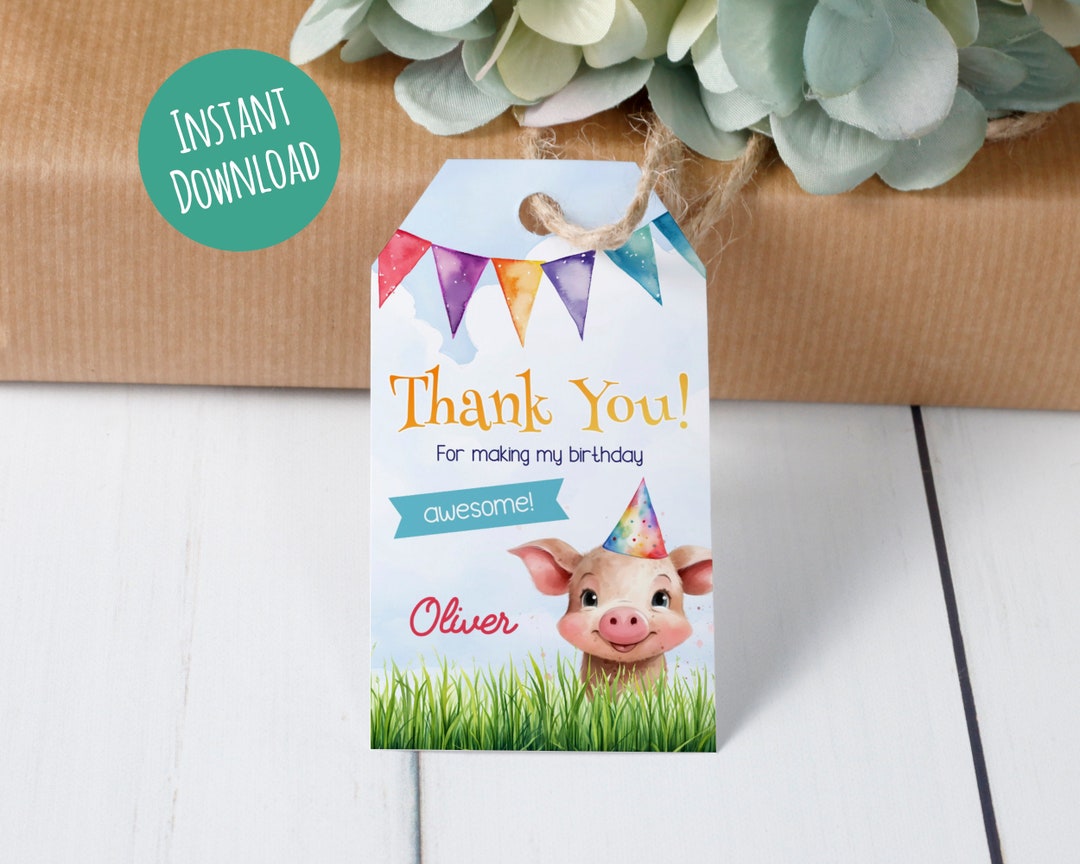 Editable Farm Animals Favor Tag, Barnyard Animal, Gift Tag, Boy ...