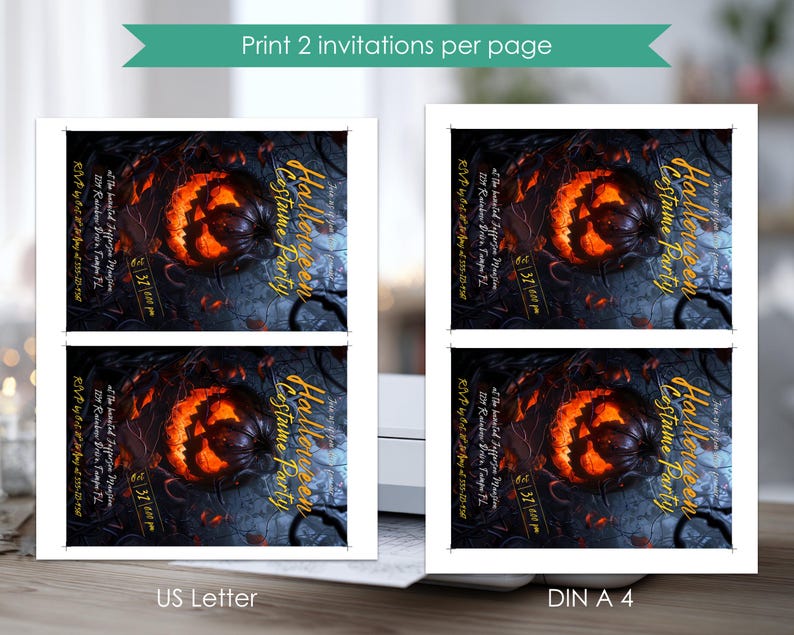 Editable Jack O Lantern Invitation, Halloween Costume Party Invite ...