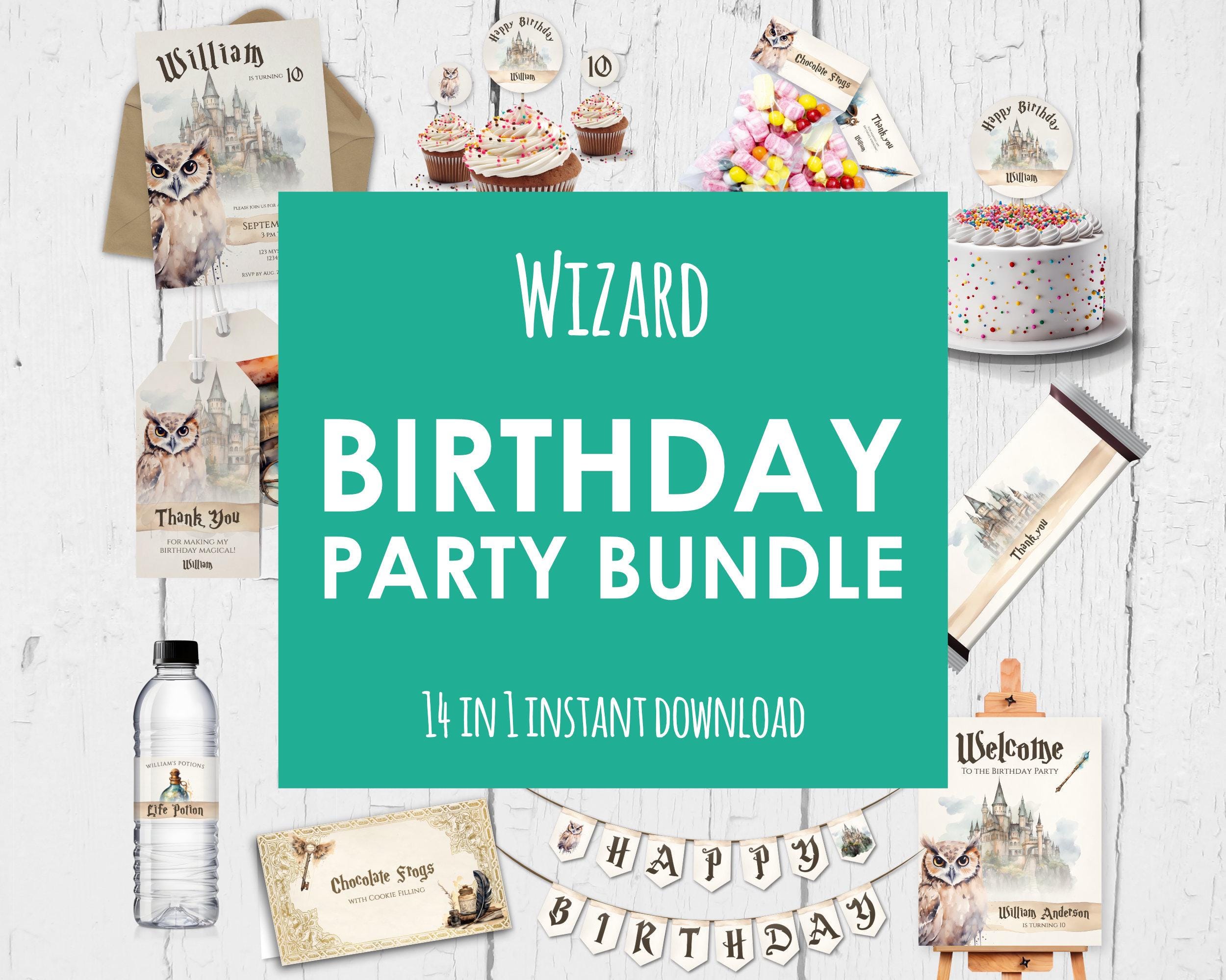 Editable Wizard Birthday Bundle, Party Decoration Set, Magic School ...