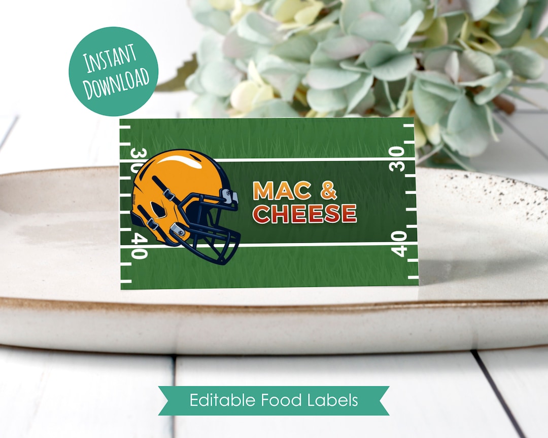 Editable Football Food Labels, Buffet Cards, Tent Fold Cards, Super ...