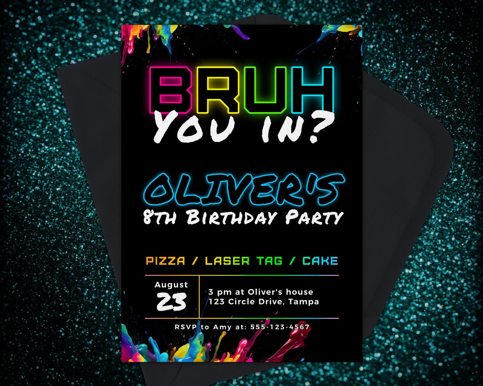 Editable Bruh Birthday Invitation, Personalized Bruhh It's My B Day ...
