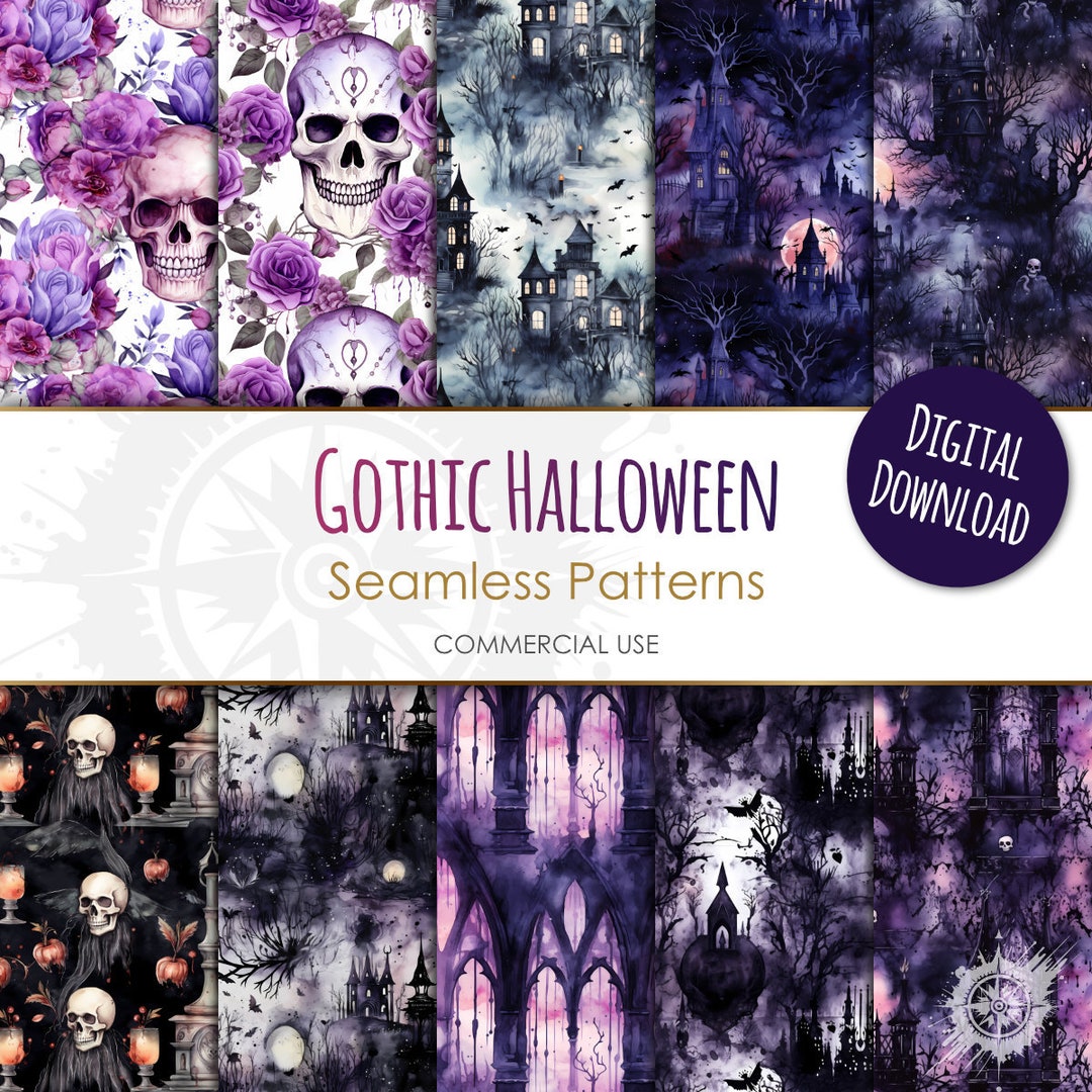 Gothic Halloween Digital Paper Crafting Printable Texture - Etsy