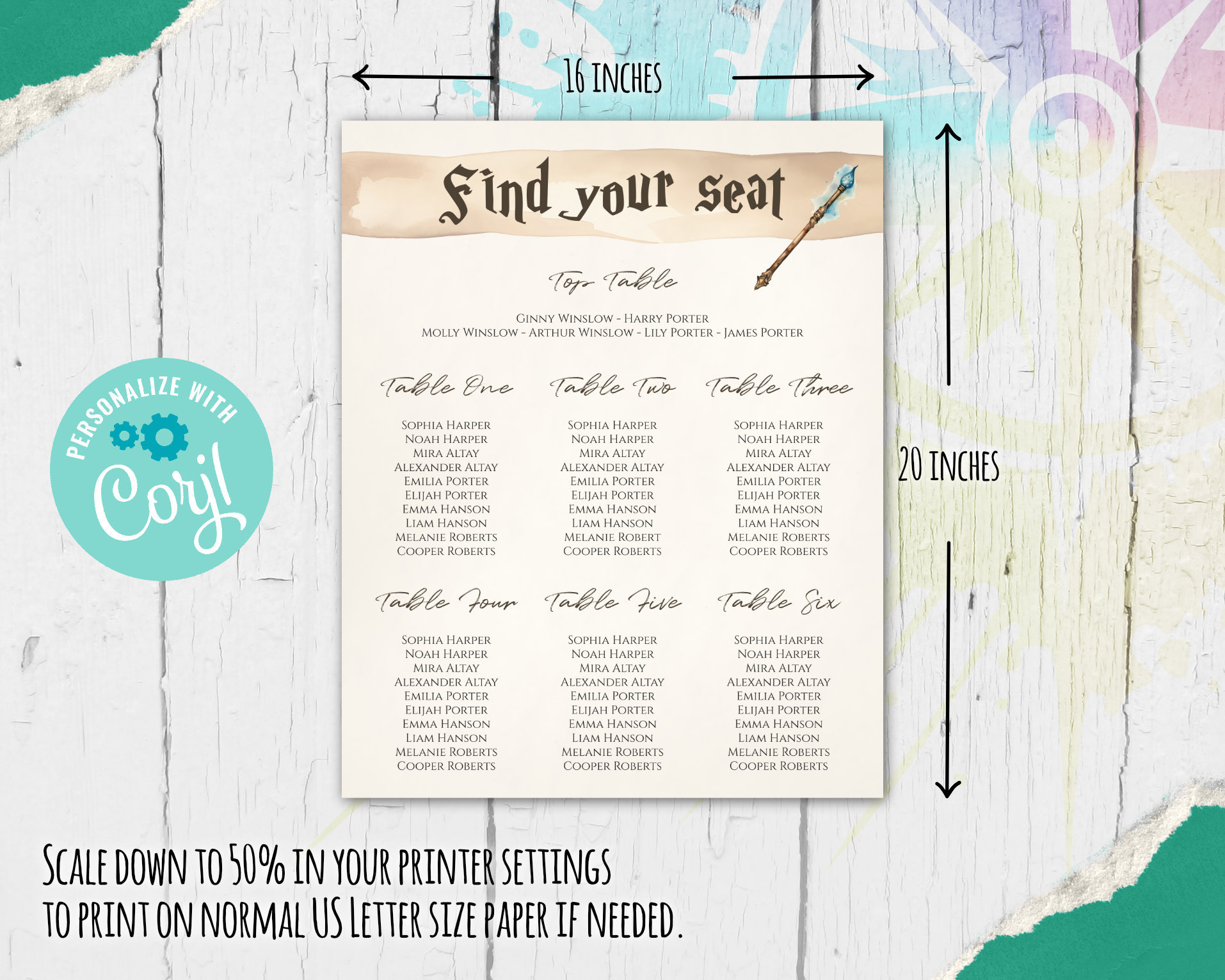 Editable Wizard Wedding Seating Chart, Table Cards, Place Cards ...