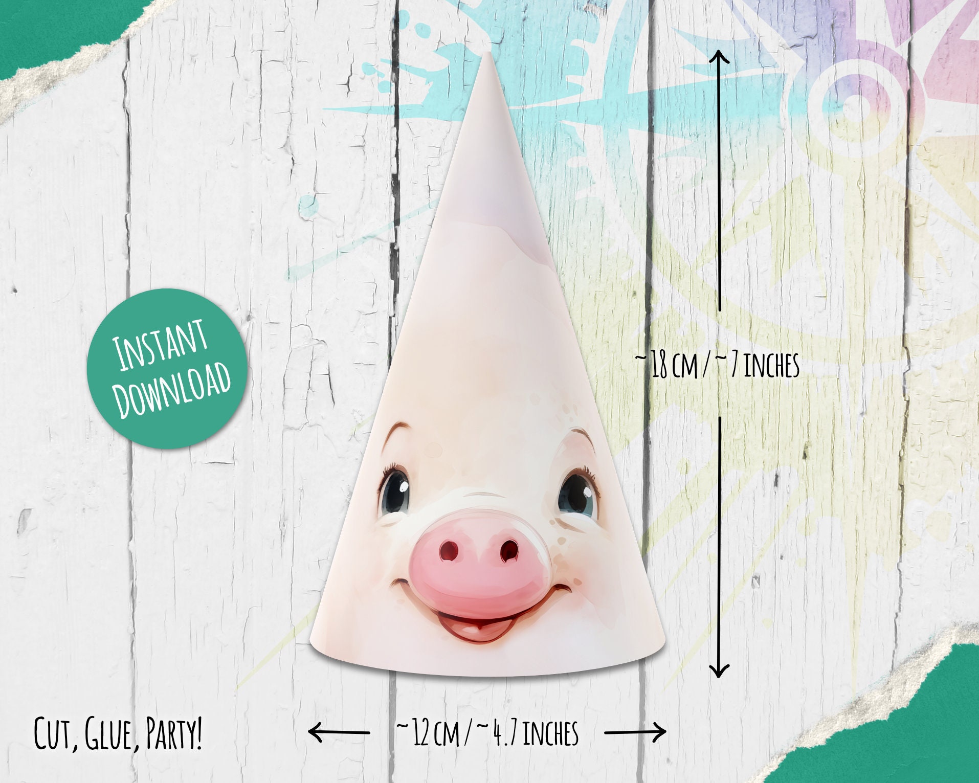 Printable Party Hats Farm Animals Birthday Party, Birthday Decor ...