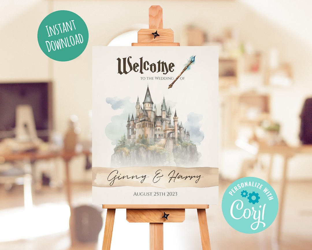 Editable Wizard Wedding Welcome Sign, Wedding Sign, Personalized ...