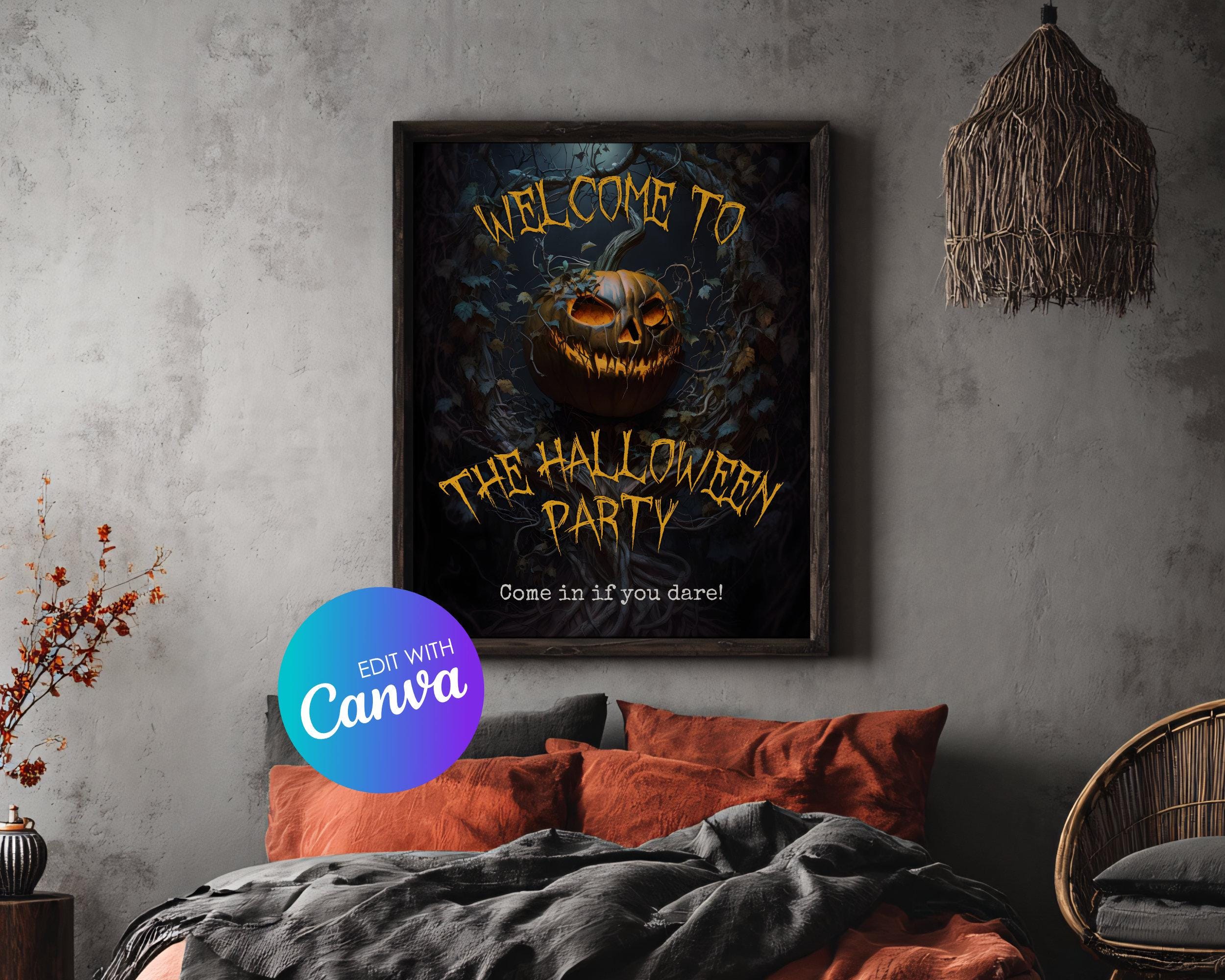 Editable Jack O Lantern Welcome Sign, Halloween Pumpkin Sign, Custom ...