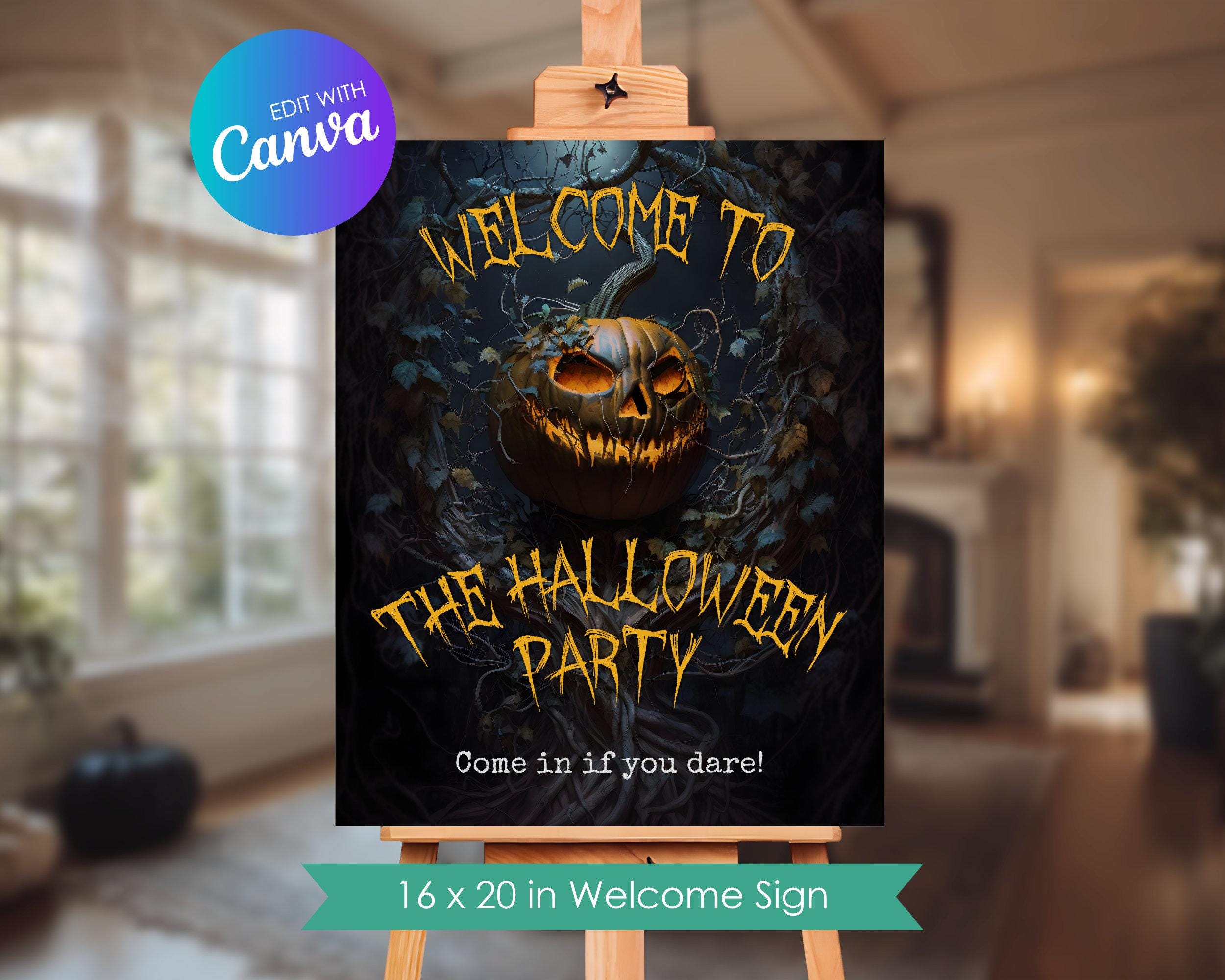 Editable Jack O Lantern Welcome Sign, Halloween Pumpkin Sign, Custom ...