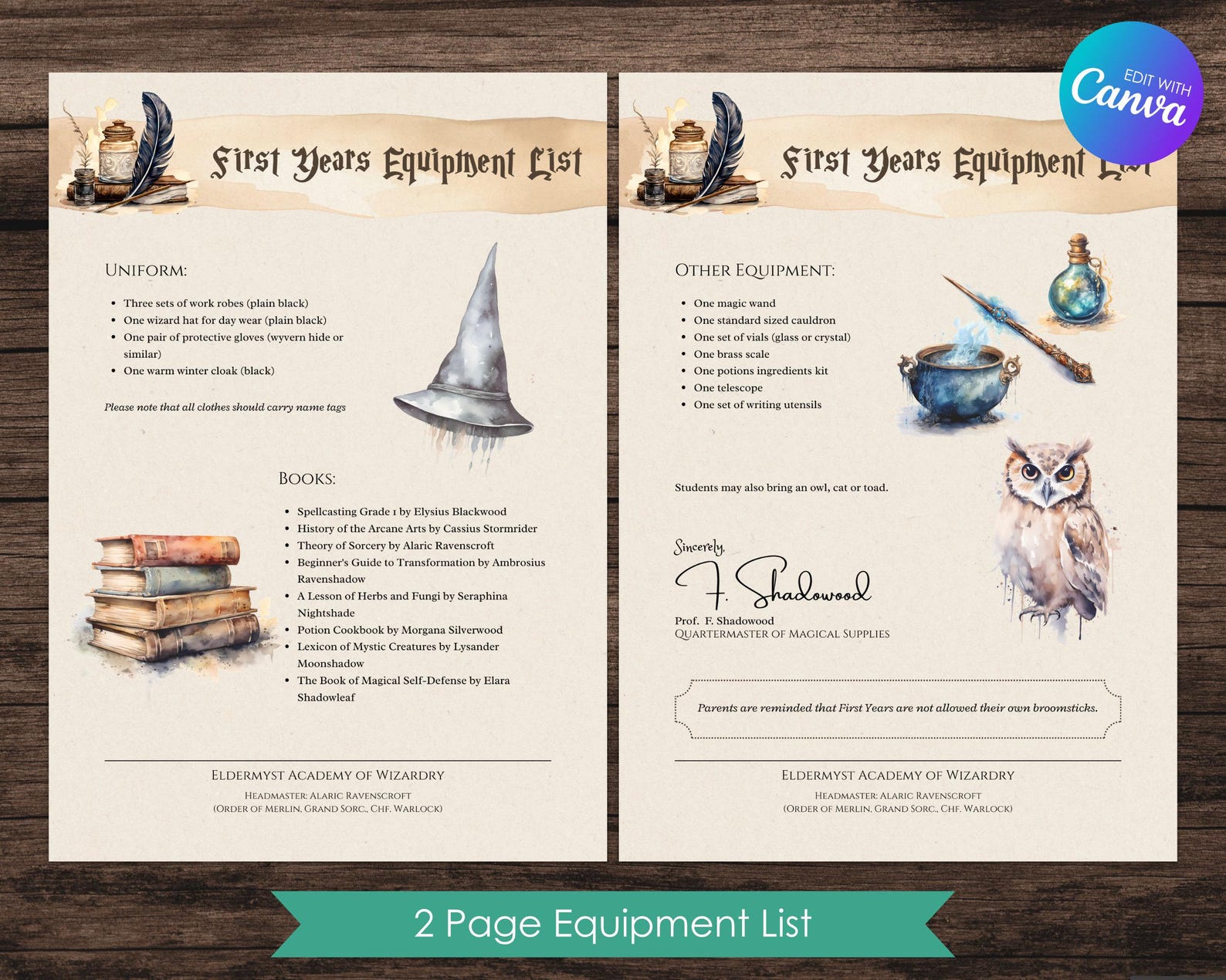Editable Wizard School Acceptance Letter Set, Gift Bundle for Wizard ...