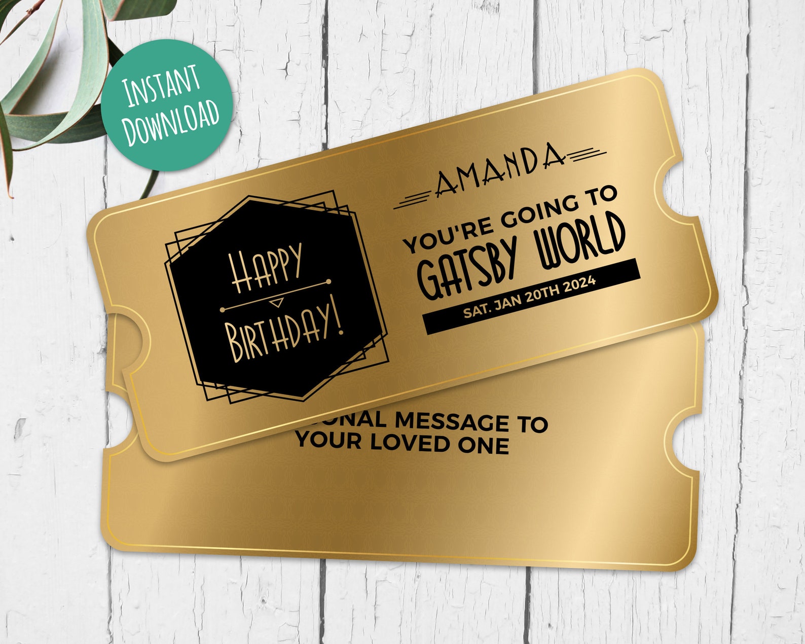Editable Golden Ticket Gift, Surprise Gift Voucher, Personalized Event ...