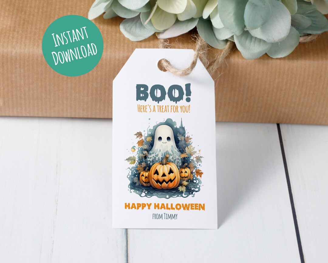 Editable Cute Ghost Favor Tag Halloween, Spooktacular Thank You Gift ...