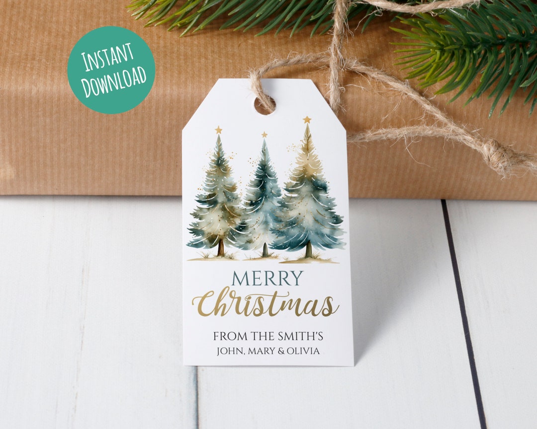 Editable Christmas Favor Tag, Holiday Gift Tags, Merry Christmas Tags ...