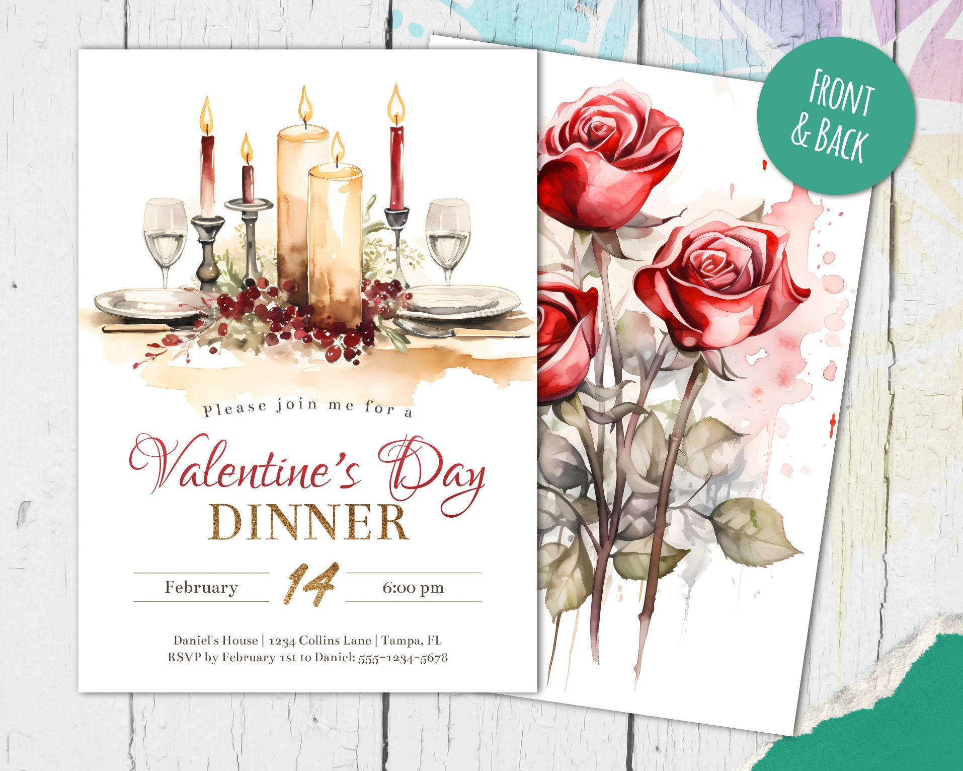 Editable Valentine's Day Dinner Invitation, Valentines Day Dinner ...