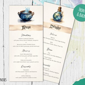 Editable Wizard Wedding Menu Card, Wedding Menu and Drinks Wizard ...