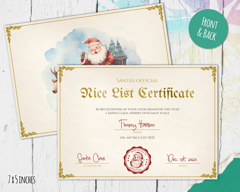 Editable Letter From Santa, Nice List Certificate, Christmas Gift Kids ...