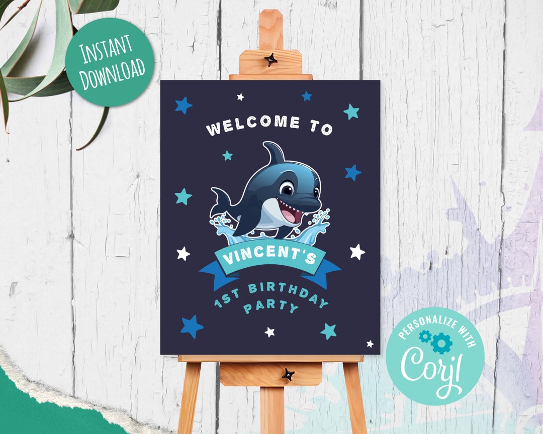 Editable Orca Birthday Party Welcome Sign Boy Birthday 6th - Etsy