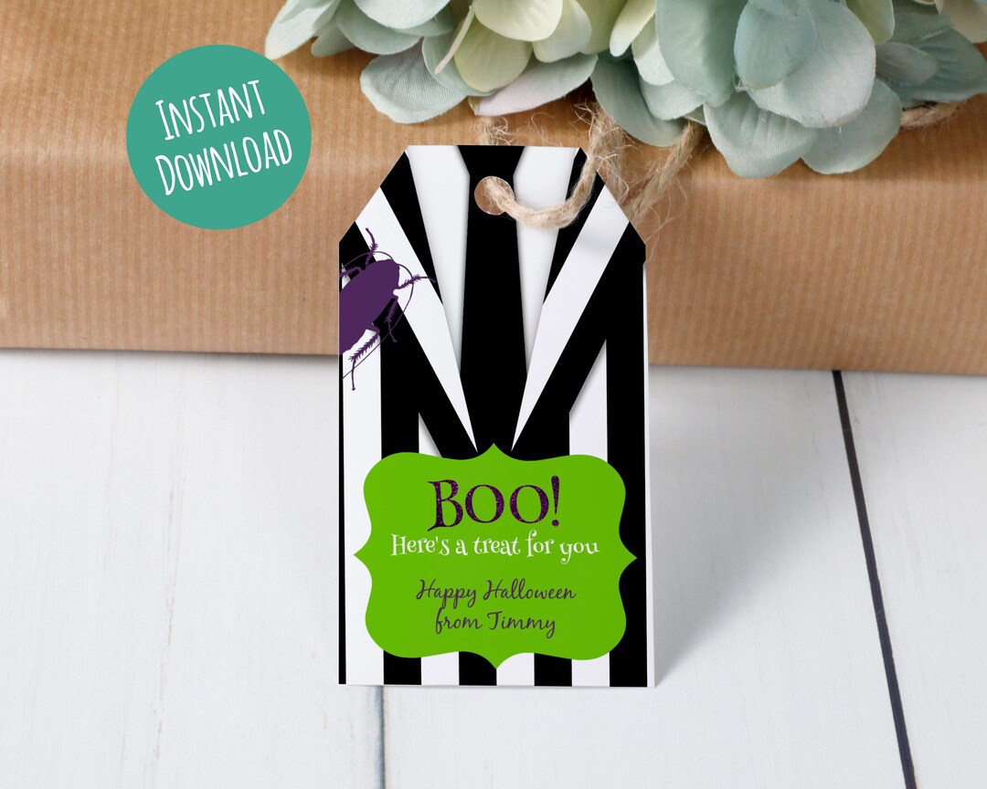 Editable Bug and Beetle Favor Tag Halloween Thank You Gift for Guests ...