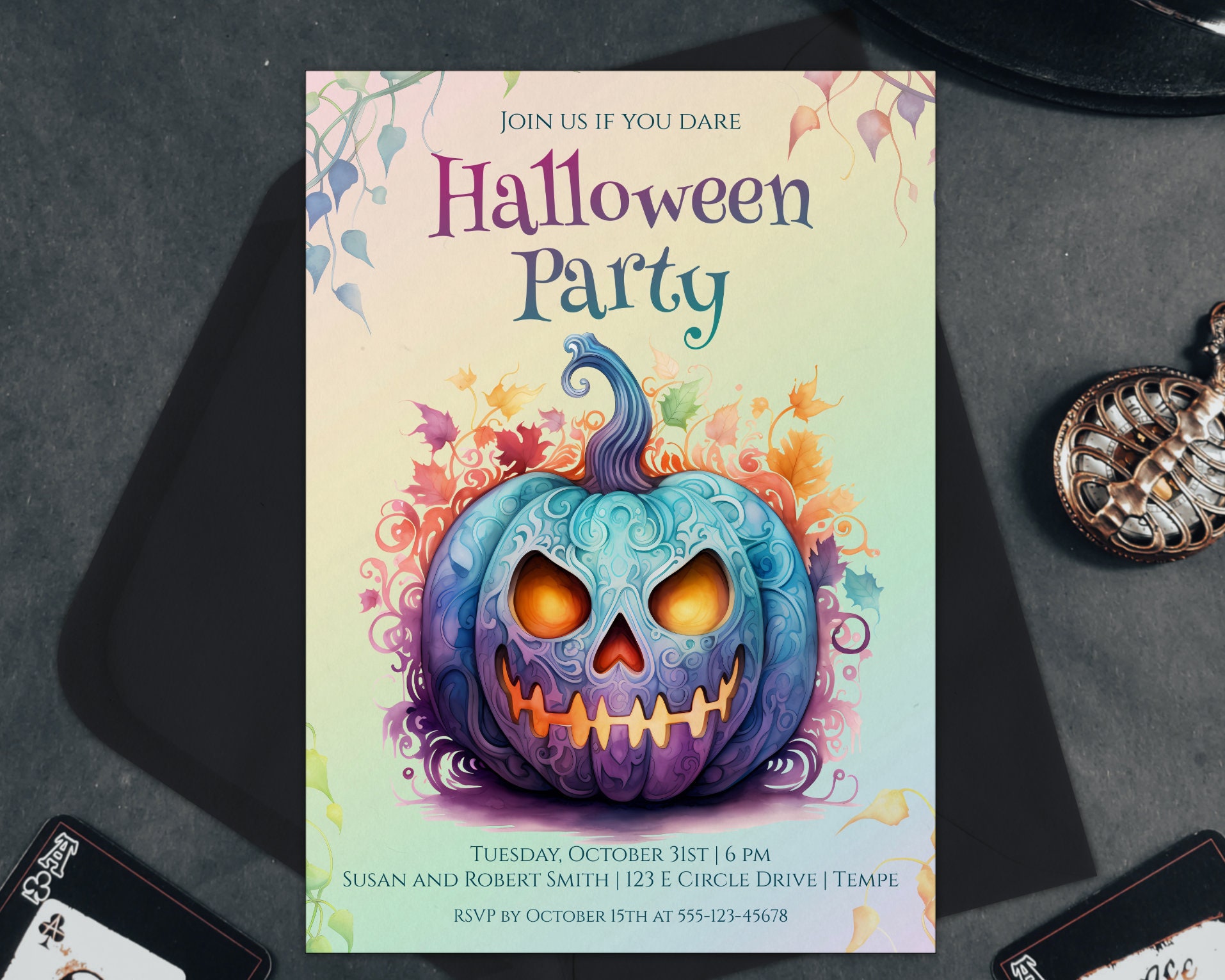 Editable Pastel Halloween Invitation Party Invite Editable - Etsy