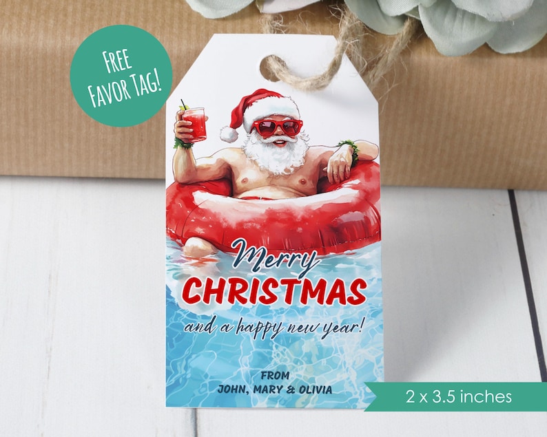 Christmas Pool Party Invitation, Editable XMAS Invite, Santa Pool Party ...