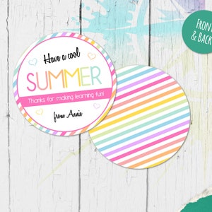 Editable Summer Teacher Appreciation Gift Tag, End of School Year Tag ...