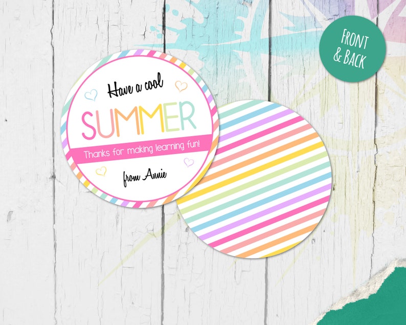 Editable Summer Teacher Appreciation Gift Tag, End of School Year Tag ...