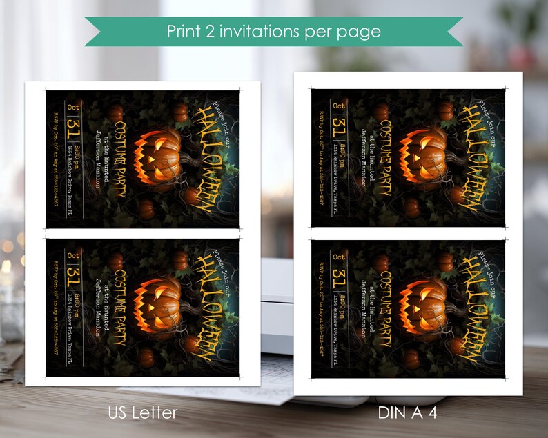 Editable Jack O Lantern Invitation, Halloween Costume Party Invite ...