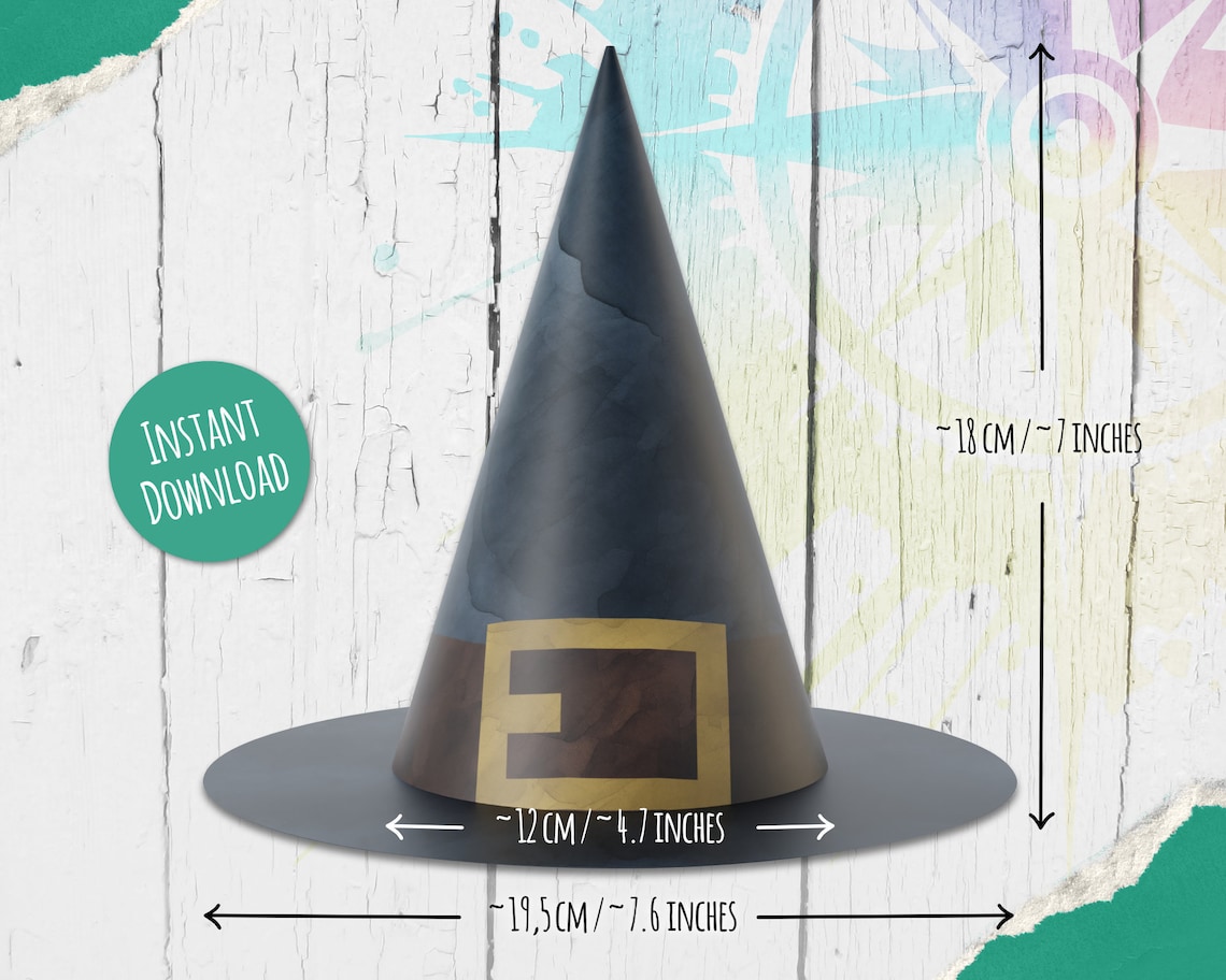 Printable Party Hats Template, DIY Wizard Hat Set, 3 Colors, Birthday ...