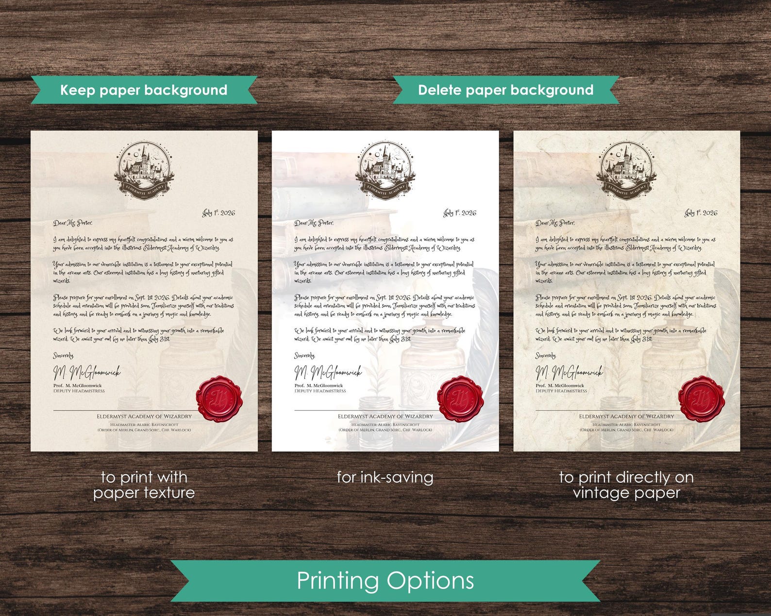 Editable Wizard School Acceptance Letter Set, Gift Bundle for Wizard ...