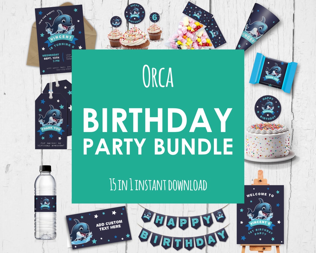 Editable Orca Birthday Bundle Party Decoration Set Orca Party - Etsy
