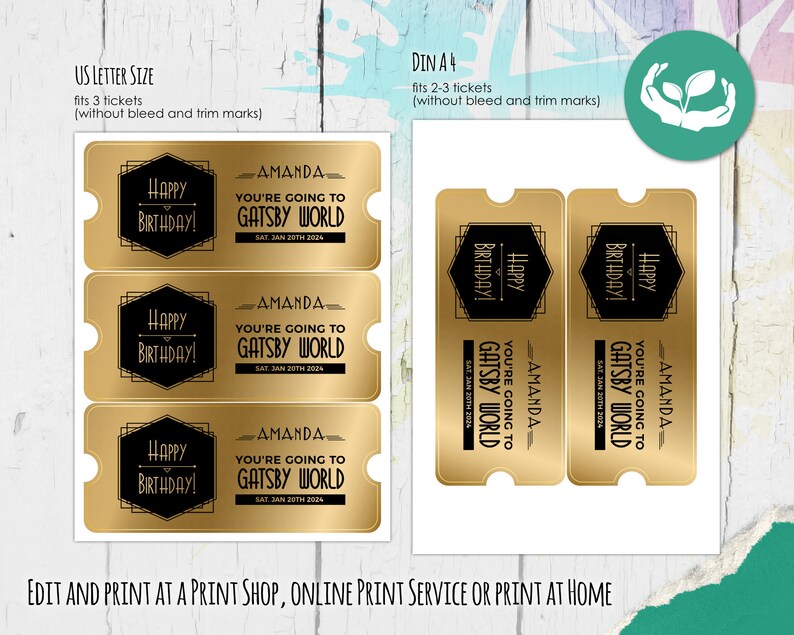 Editable Golden Ticket Gift, Surprise Gift Voucher, Personalized Event ...