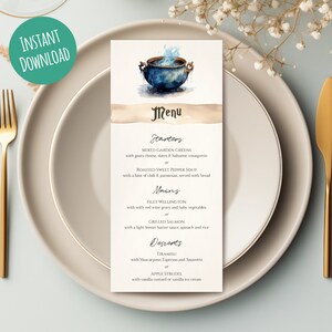 Editable Wizard Wedding Menu Card, Wedding Menu and Drinks Wizard ...