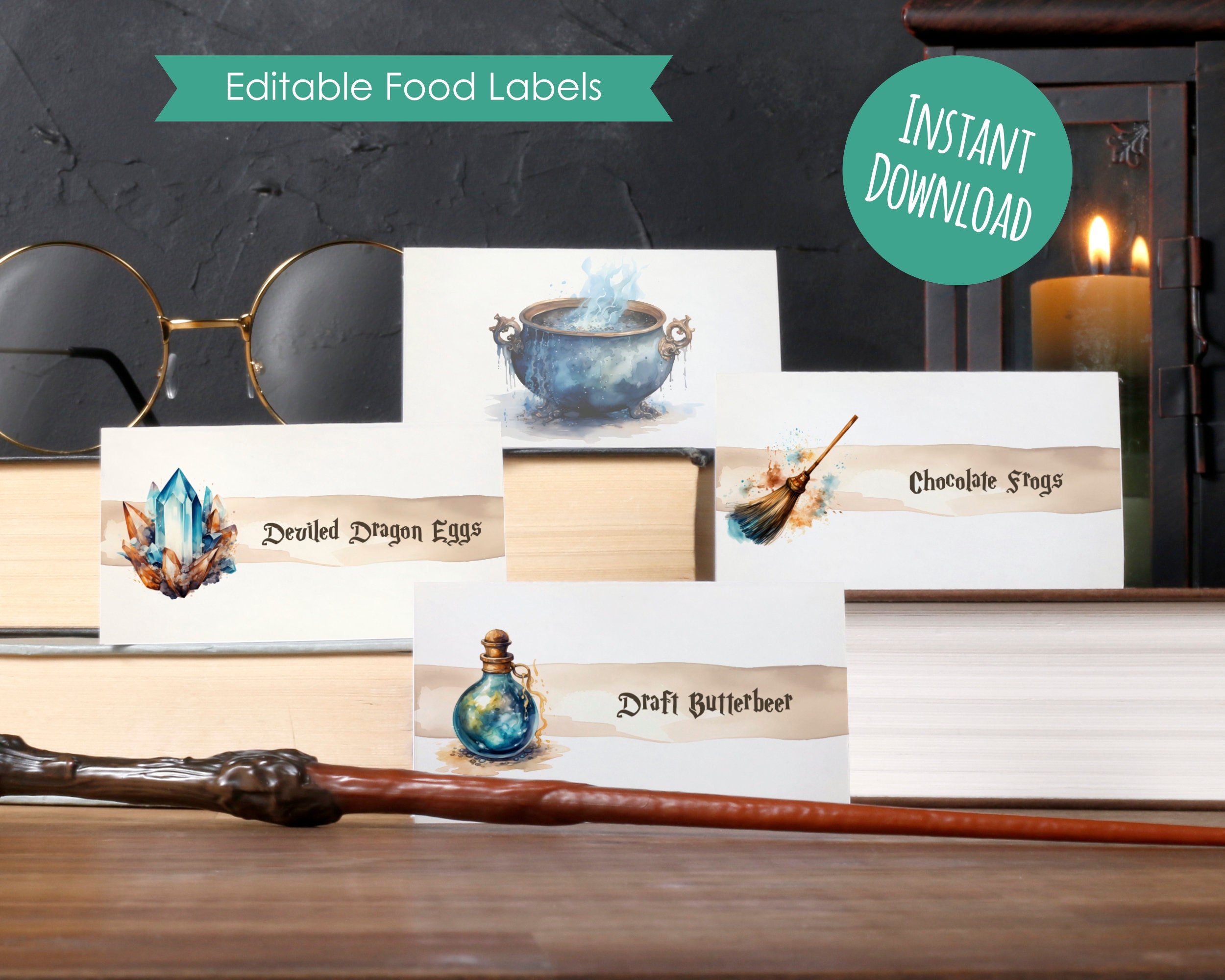 Editable Wizard Food Labels, Buffet Cards, Tent Fold Cards, Magic ...