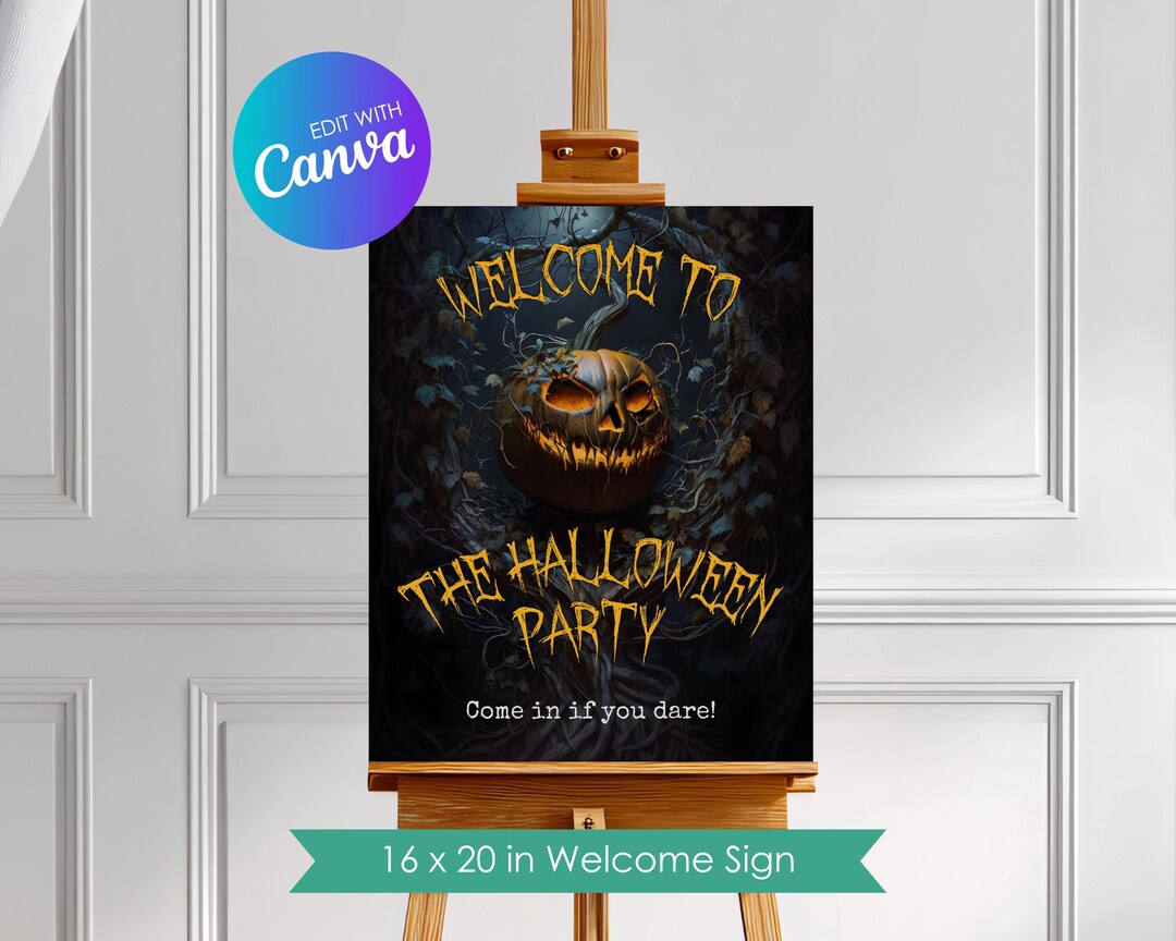 Editable Jack O Lantern Welcome Sign, Halloween Pumpkin Sign, Custom ...