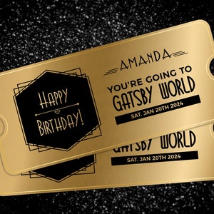 Editable Golden Ticket Gift, Surprise Gift Voucher, Personalized Event ...