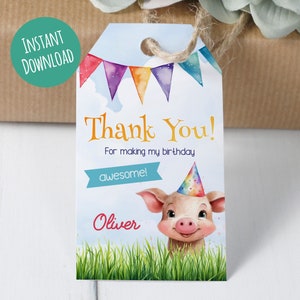 Editable Farm Animals Favor Tag, Barnyard Animal, Gift Tag, Boy ...