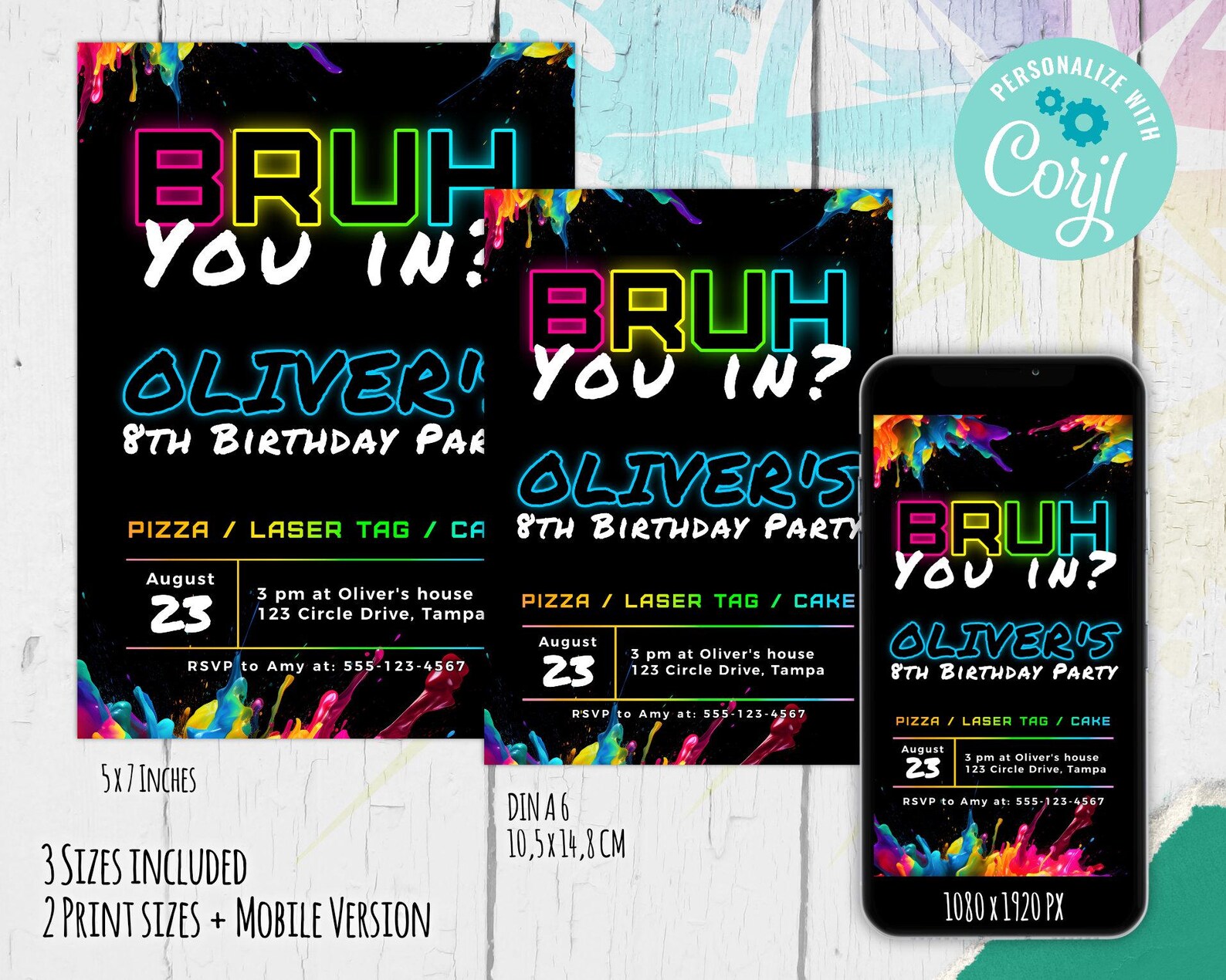 Editable Bruh Birthday Invitation, Personalized Bruhh It's My B Day ...