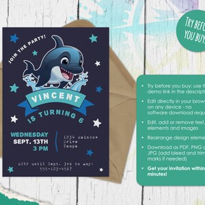 Editable Orca Birthday Invitation Party Invite Editable Template ...
