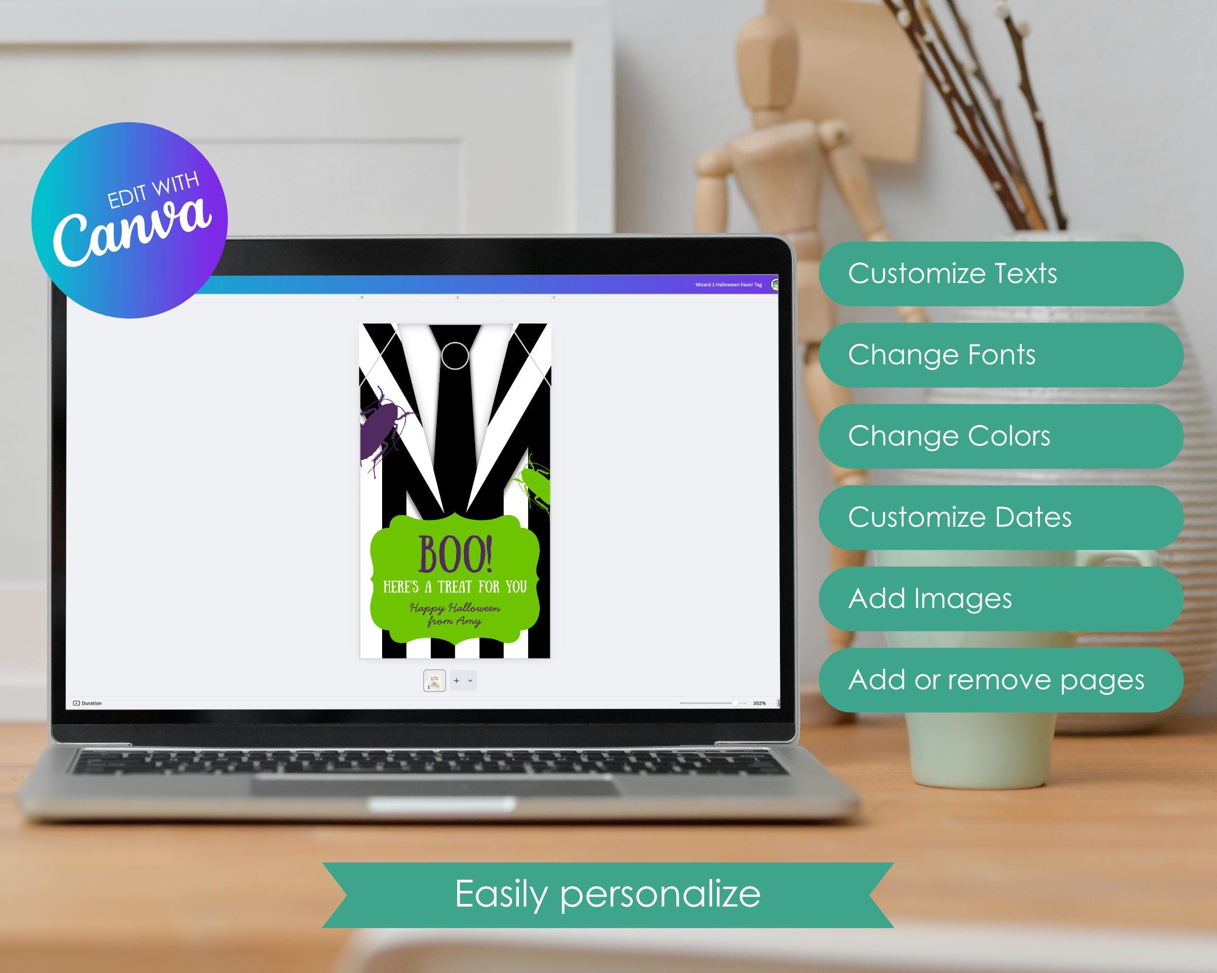 Editable Bug and Beetle Favor Tag, Halloween Thank You Gift for Guests ...
