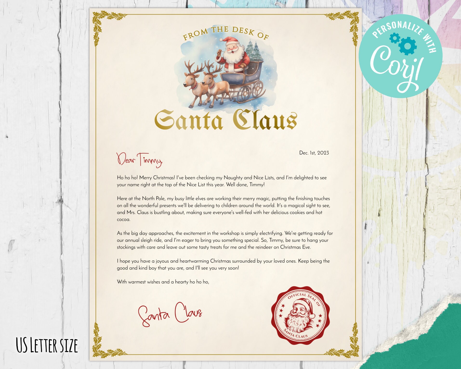 Editable Letter From Santa, Nice List Certificate, Christmas Gift Kids ...