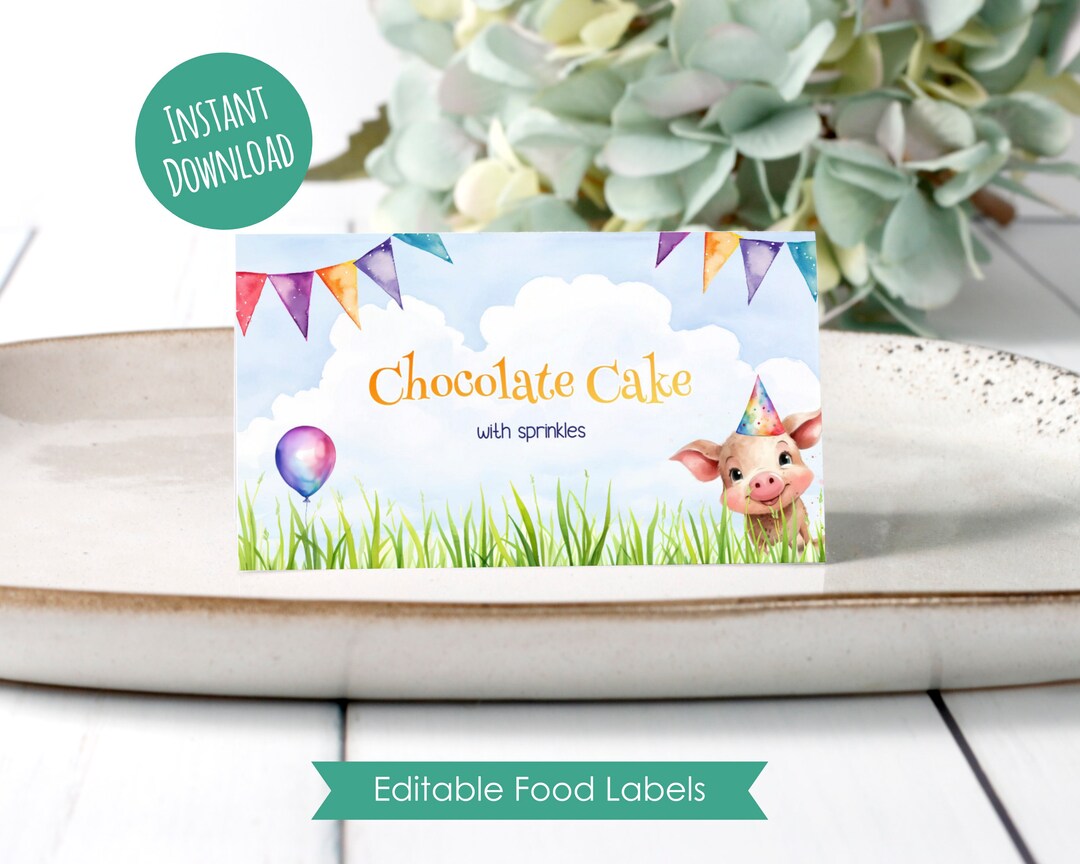 Editable Farm Animals Food Labels, Buffet Cards, Tent Fold Cards ...