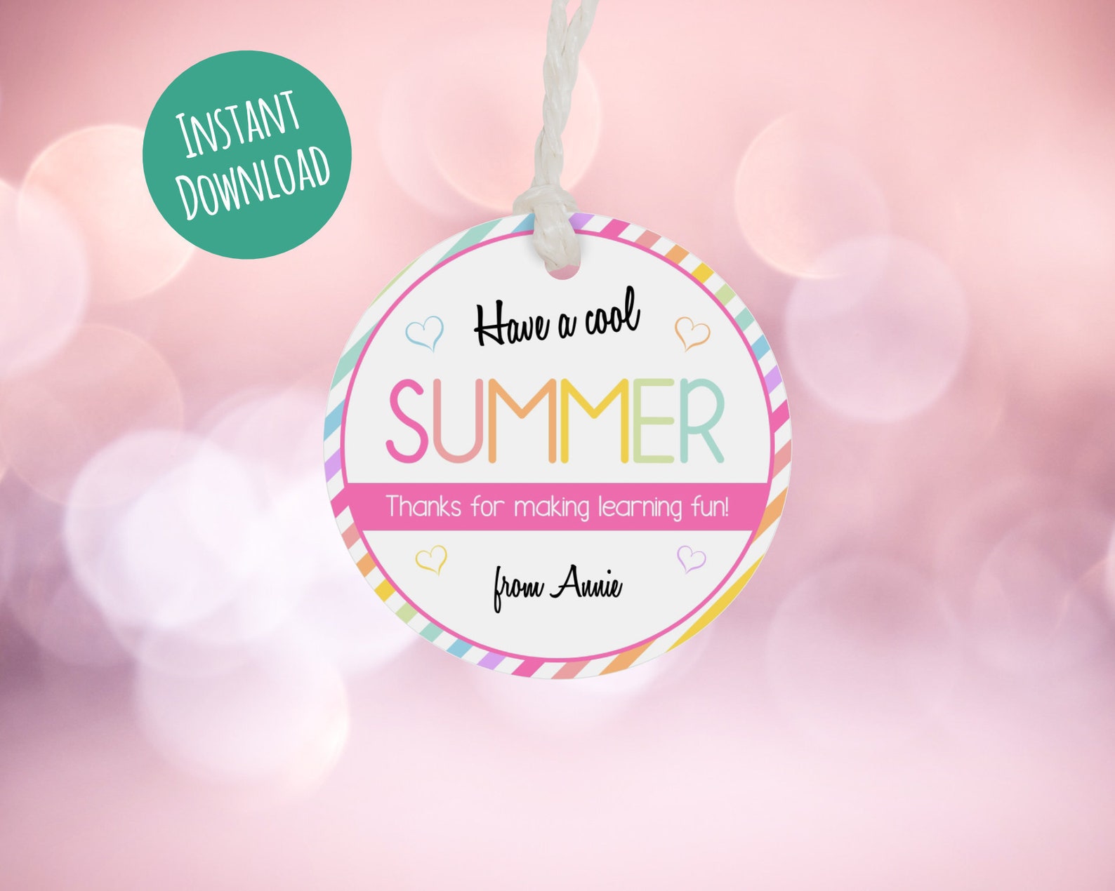 Editable Summer Teacher Appreciation Gift Tag, End of School Year Tag ...