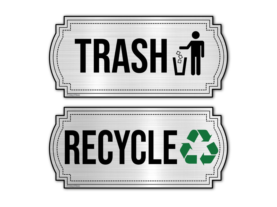 Recycle and Trash Stickers for Kitchen Trash Cans and Recycling Bins, 2 ...