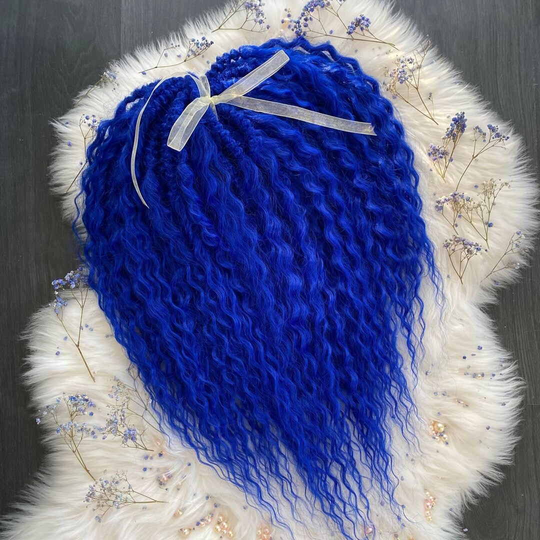 Custom Blue Ombre Dreads, Voluminous Blue Cloudy Dreadlocks, Kanekalon ...