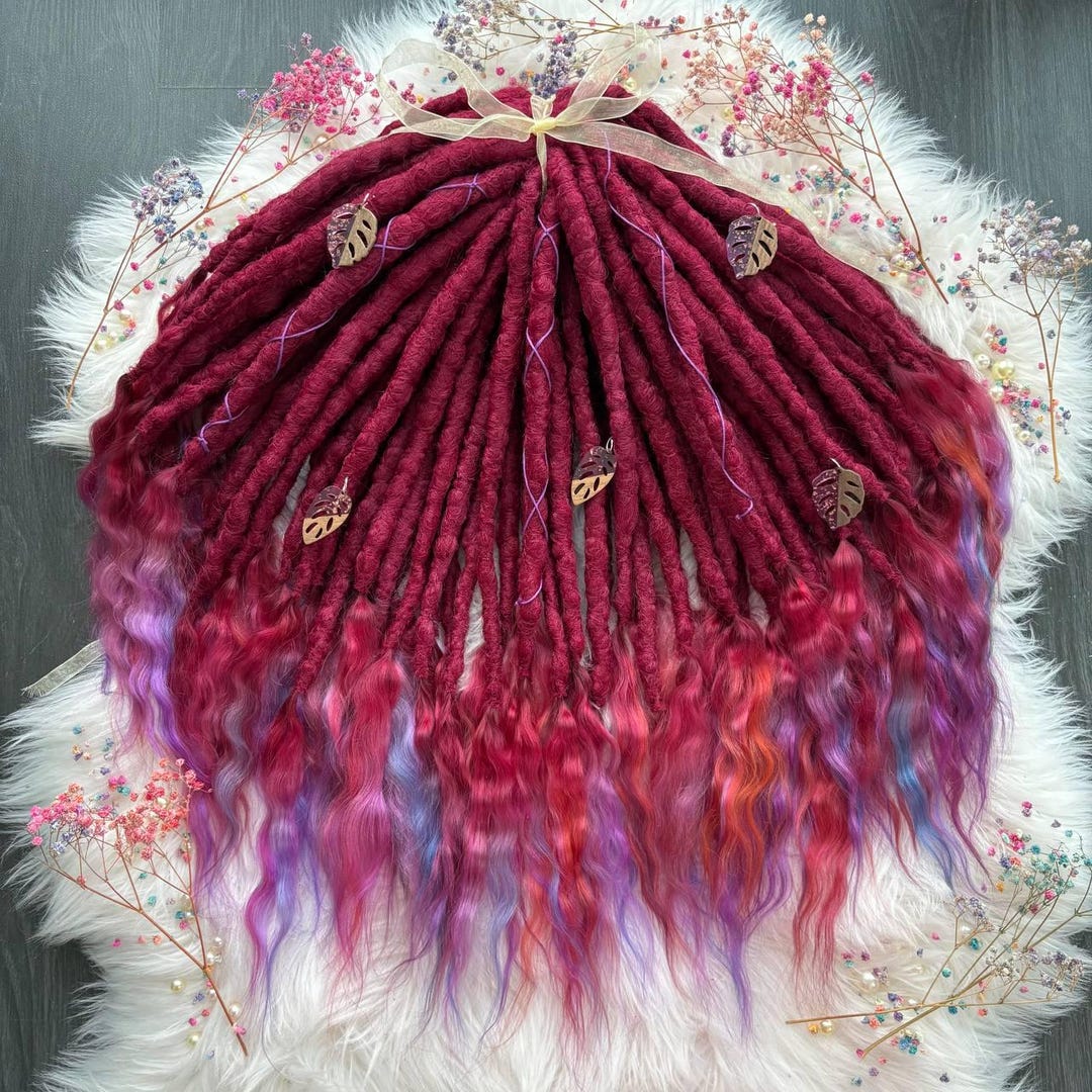 Dark Burgundy Smooth Dreadlocks – Soft Locks With Goat Hair Ends, Dark ...