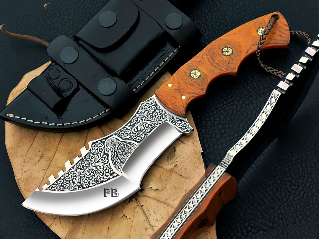 Custom Made and Hand Carved D2 Steel Tracker Knife / Hunting Knife ...